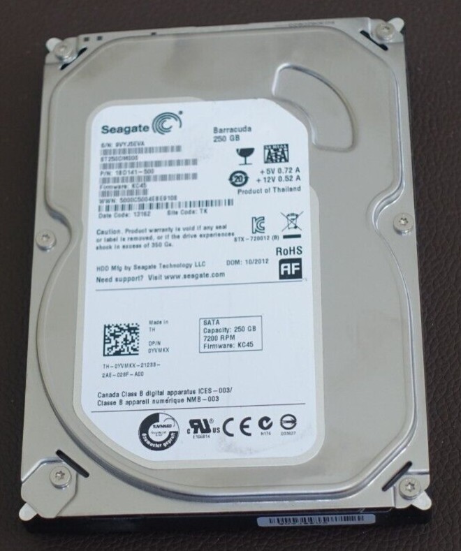 Seagate Barracuda 250GB internal HDD (ST250DM000) SATA 3.5" 7200 RPM ...