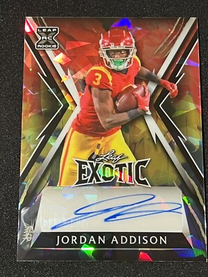 2023 LEAF EXOTIC JORDAN ADDISON ROOKIE/RC AUTO #4/7 *PARROT PRISMATIC ...