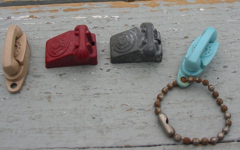Vtg 60's Lot 4 Plastic Phone Key Chain Charm Princess Rotary Telephone ...