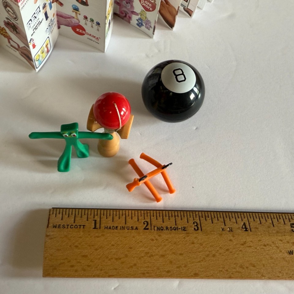 GUMBY & POKEY World's TOY Smallest T 8 ball, Kendama Figures Tiny Mini ...