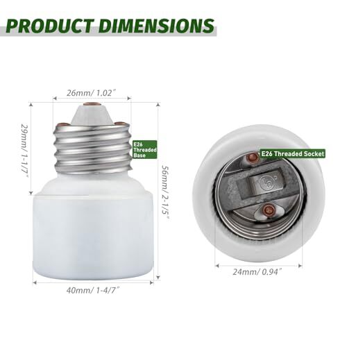 Light Socket Extender,Porcelain Socket Extension Adapter,E26 to E26 ...