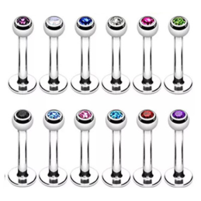 12pcs Gem Labrets Wholesale Lot Body Jewelry 14g/16g Monroes 316L ...