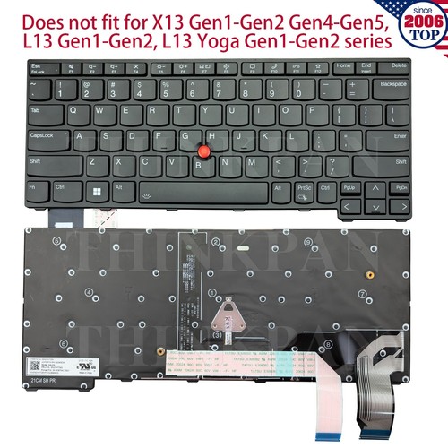 New US keyboard Backlit for Lenovo ThinkPad X13 Gen3 L13 Yoga Gen3 L13 ...