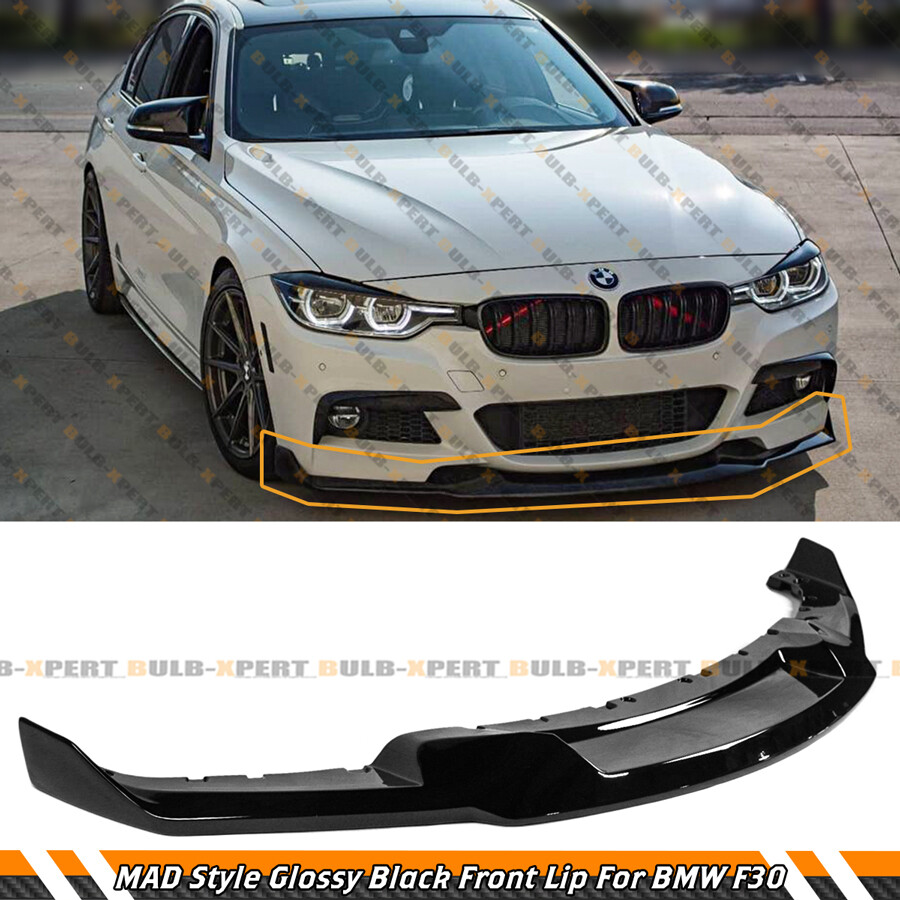 For 2012-18 BMW F30 F31 M Sport Glossy Black MAD Style Front Bumper Lip ...