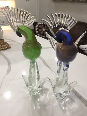 PAIR OF VINTAGE MURANO GLASS COCKATOO PARROTS BY ARCHIMEDE SEGUSO | eBay