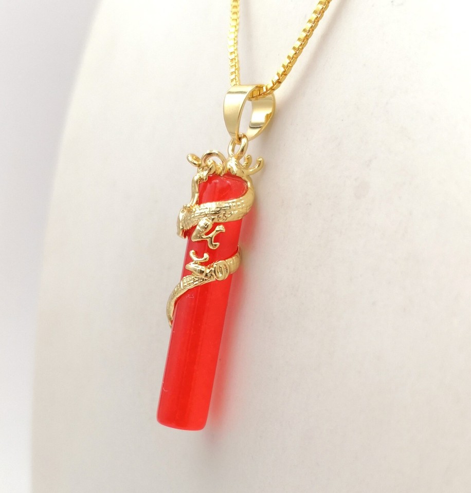 Multicolor Green Purple Jade Agate Dragon Pillar Column 18KGP Pendant ...