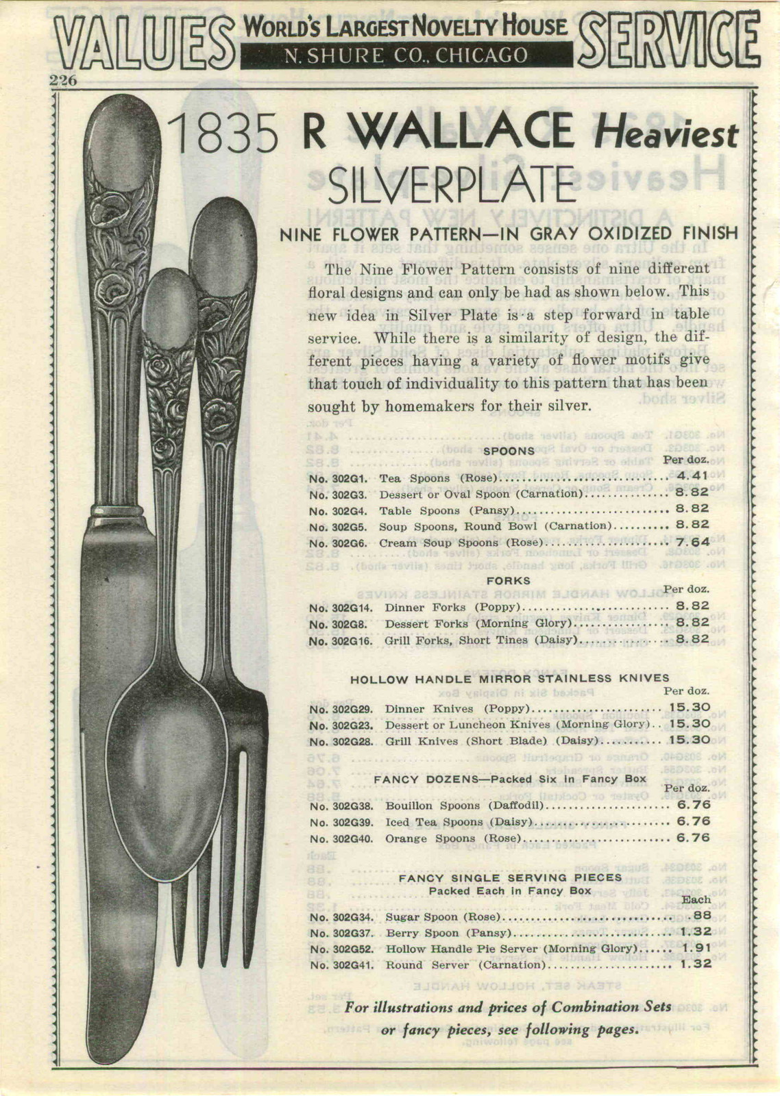 1937 ADVERTISEMENT 3PG 1835 R Wallace Silverware Flatware Ultra Nine 9 ...