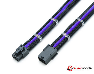 6 Pin Black Purple 30 cm PCIE PSU Extension Sleeved Cable with 2 Cable ...