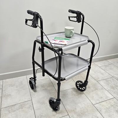 Mobility trolley walker rollator indoor walking aid frame with brakes ...