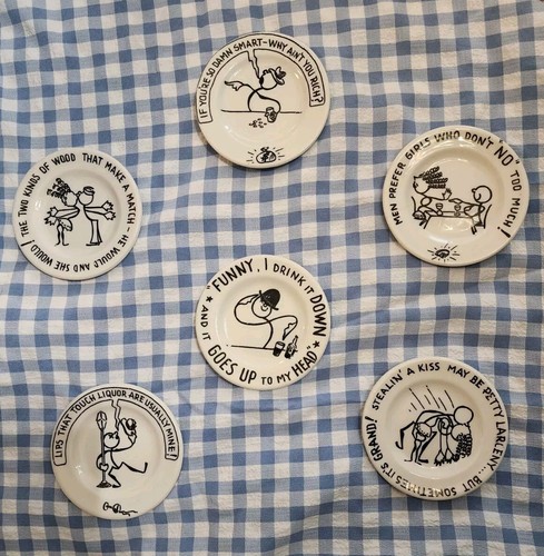 3" Round Shenango China Butter Pats Stick Figures With Funny Sayings ...