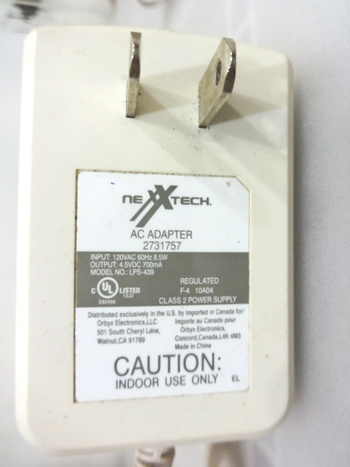 (2 Pack) NEXXTECK AC Adapter 2731757, LPS-439, 120VAC to 4.5VDC, 700mA ...