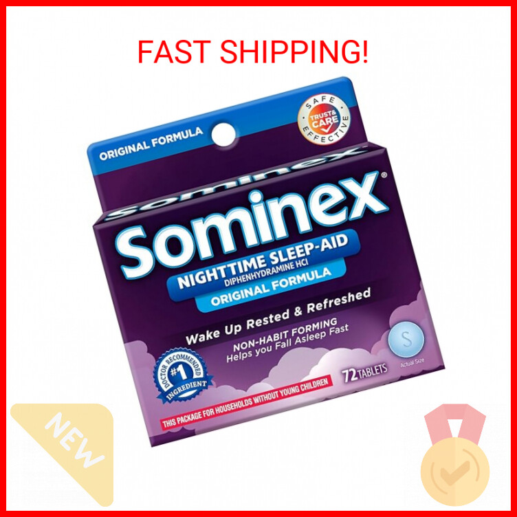 Sominex Nighttime Sleep-Aid, Maximum Strength Formula, Single Dose, 72 ...