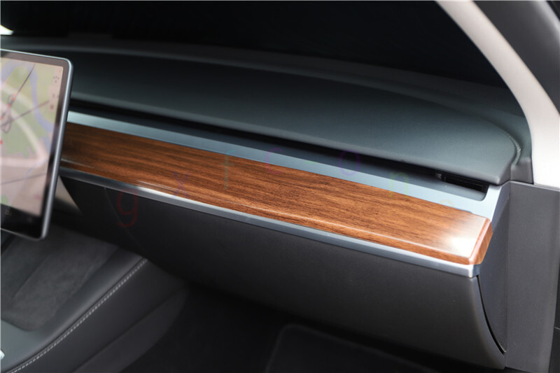 2017-2020 For Tesla Model 3 ABS Wood Grain Look Dashboard Panel Cover ...