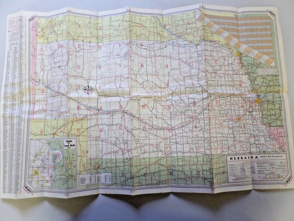 Vintage 1964 Kansas Nebraska Highway Map Folded Mobil Oil Company | eBay UK