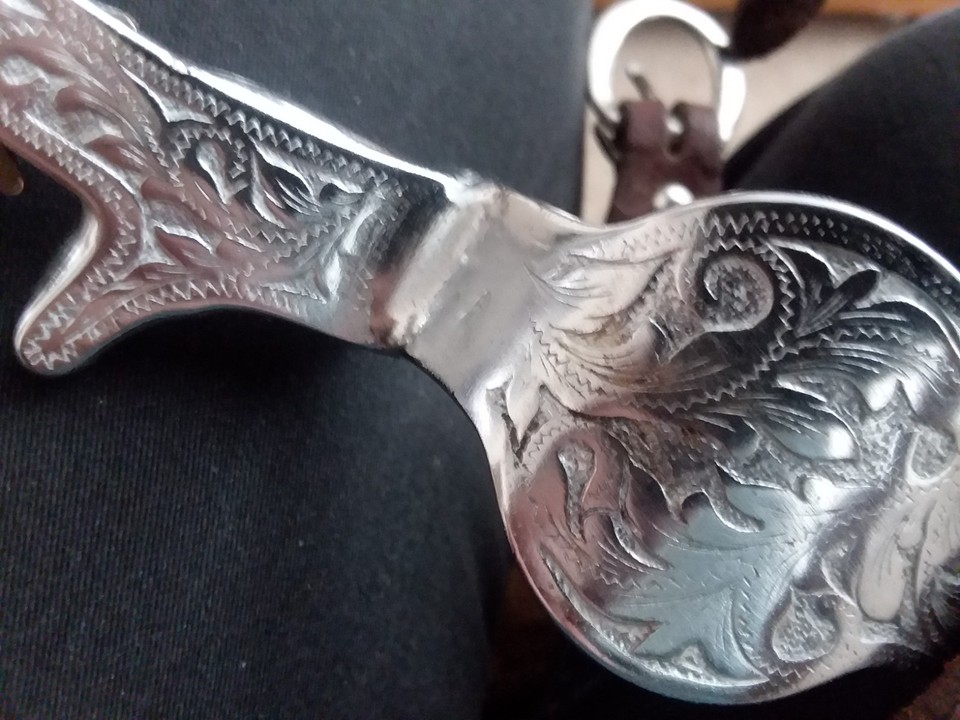Nice vintage set of spurs with straps, raised design | eBay