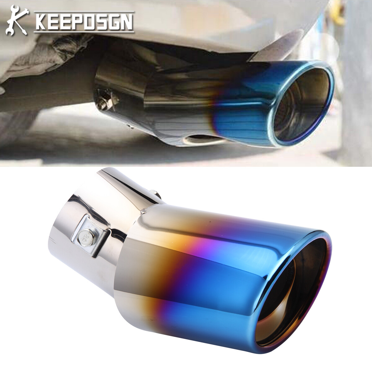 Universal Car 1.5"-2.2" Bent Rear Muffler Tip Exhaust Pipe Tail Oval ...