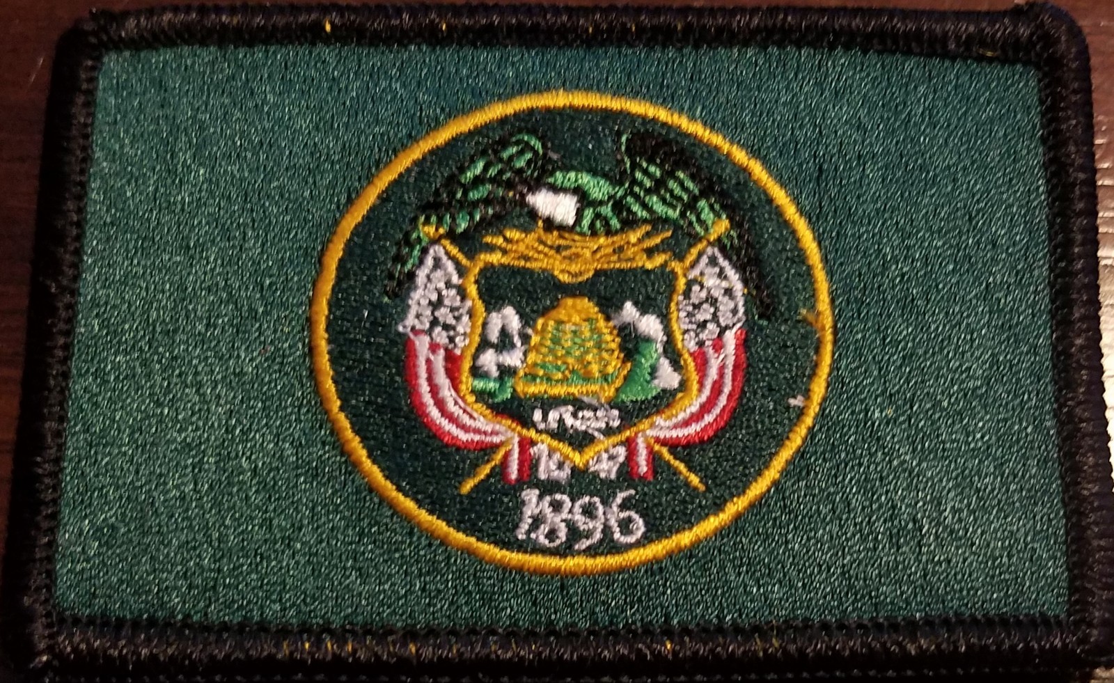Utah State Flag Patch W/ Hook Adhesive Fastener Tactical Green Version ...