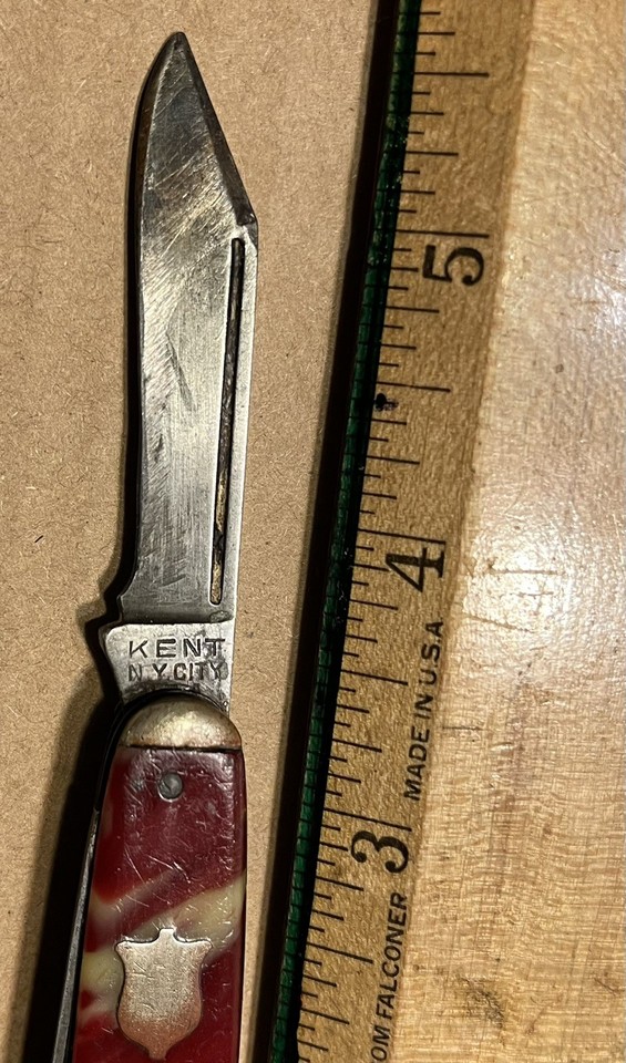Vintage Kent NYC RED/CREME Marbled Handles Easy Open 2 Bladed Jack ...
