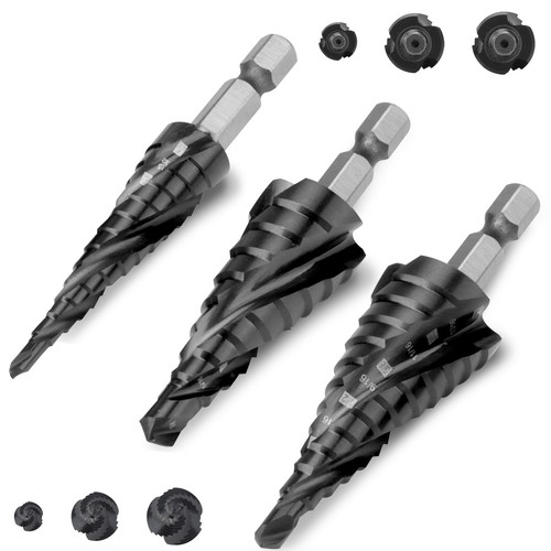 3-Piece Step Drill Bit Set, 1/8 to 7/8 Inch Cobalt Step Bits for Metal ...