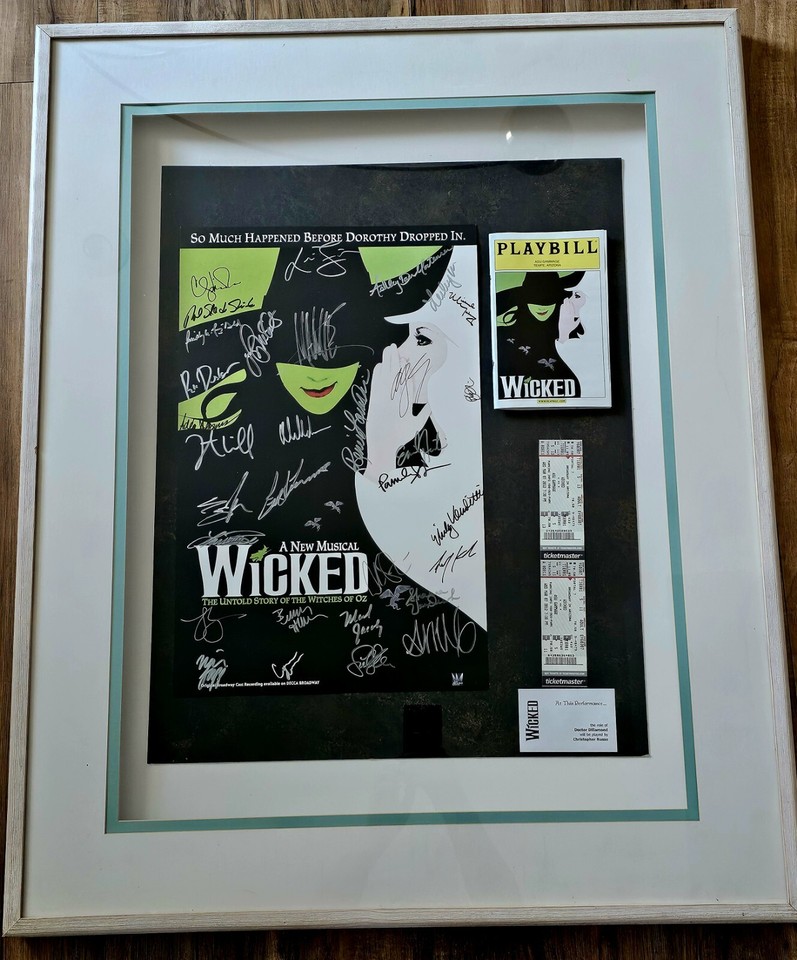 Autographed "Wicked" Musical POSTER With Tickets & Program In Shadow ...