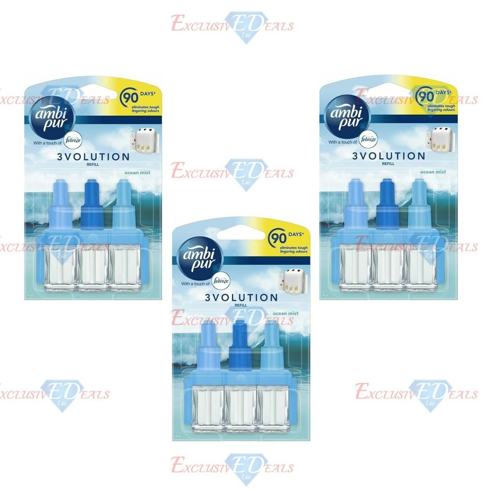 Ambi Pur 3Volution Electric Plug In Refills Air Freshener 90 Days 3 x 3 ...