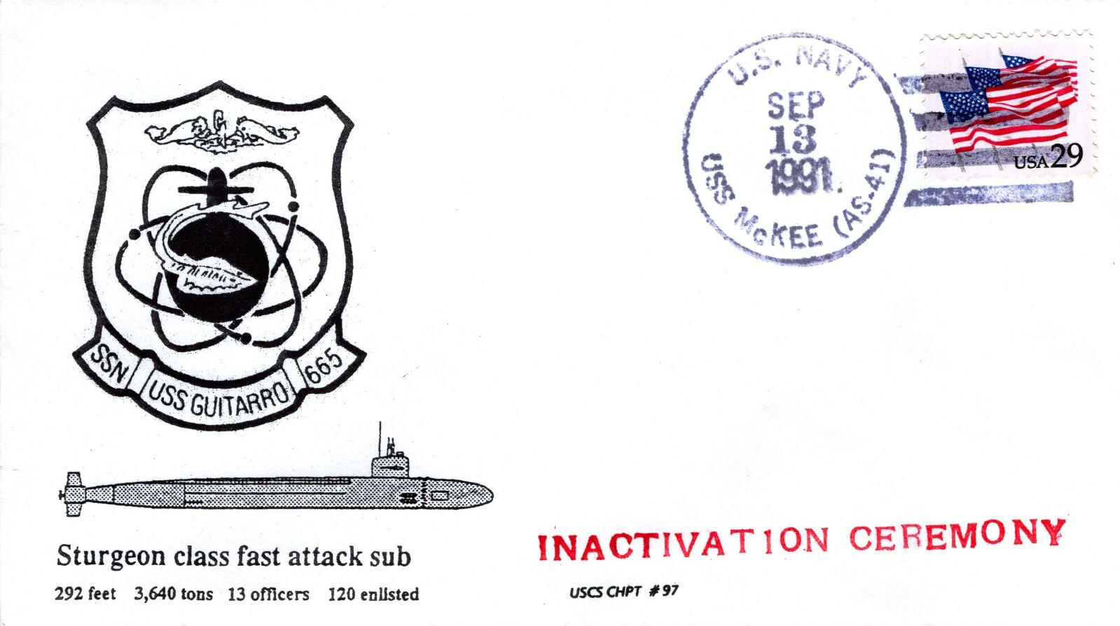 USS GUITARRO SSN 665 INACTIVATION CEREMONY 1991 FDC15421 | eBay