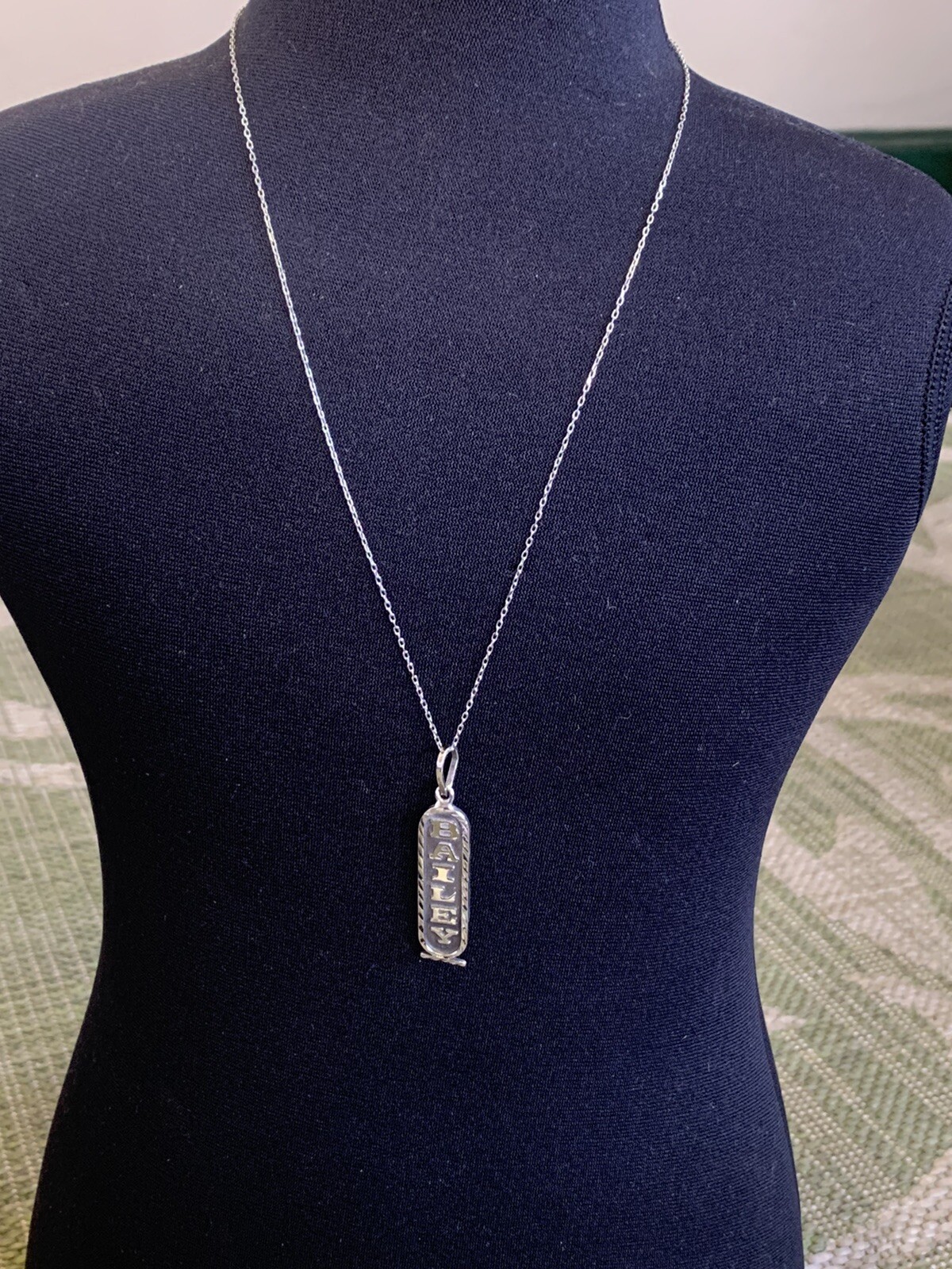 Egyptian Sterling Silver Cartouche “BAILEY” Double Sided Hieroglyphic ...