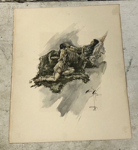 Antique VTG 1906 Harrison Fisher Litho Print Native American Song Of ...