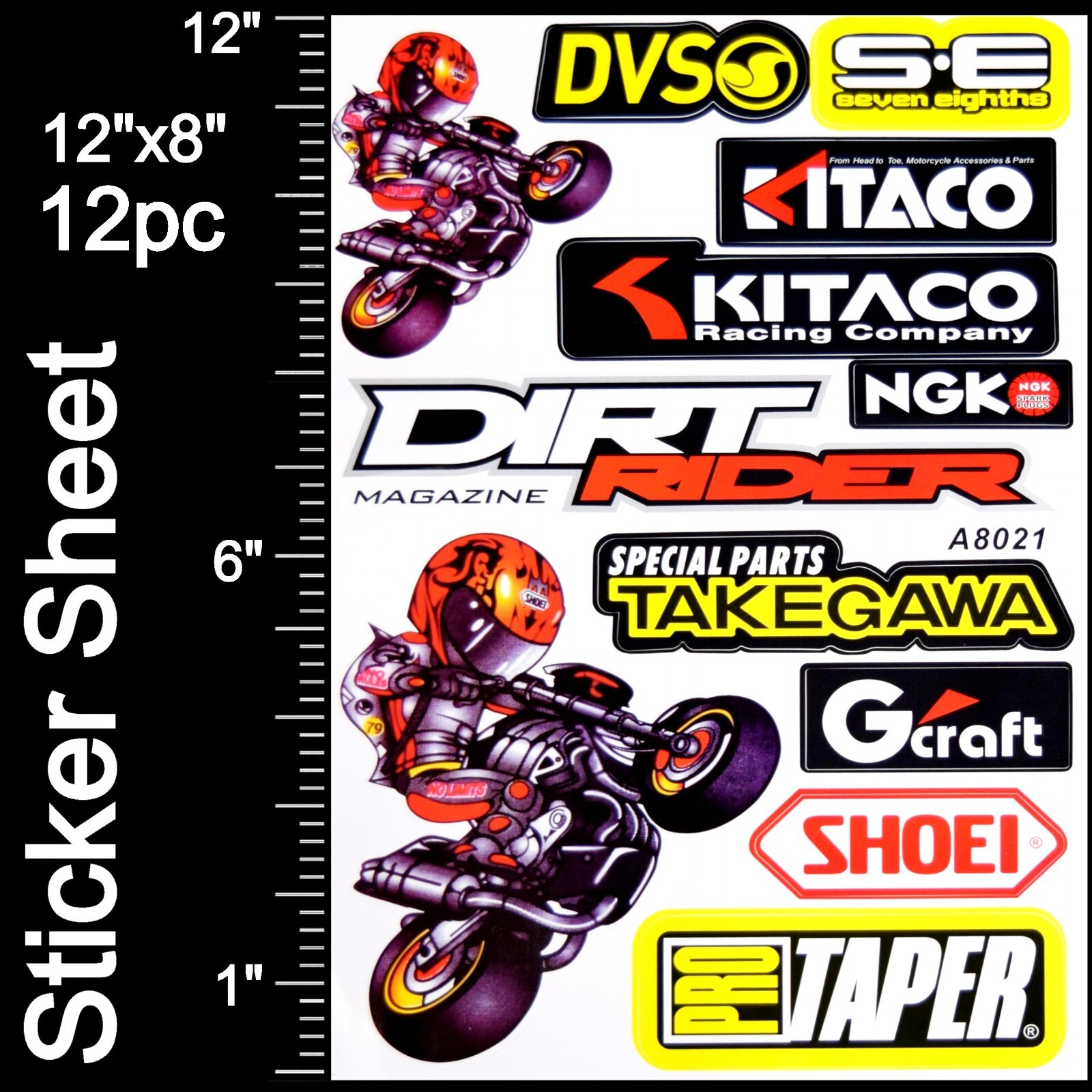 Takegawa ProTaper Kitaco 12pc 12"x8" Sticker Decal Sheet - ATV Dirt ...