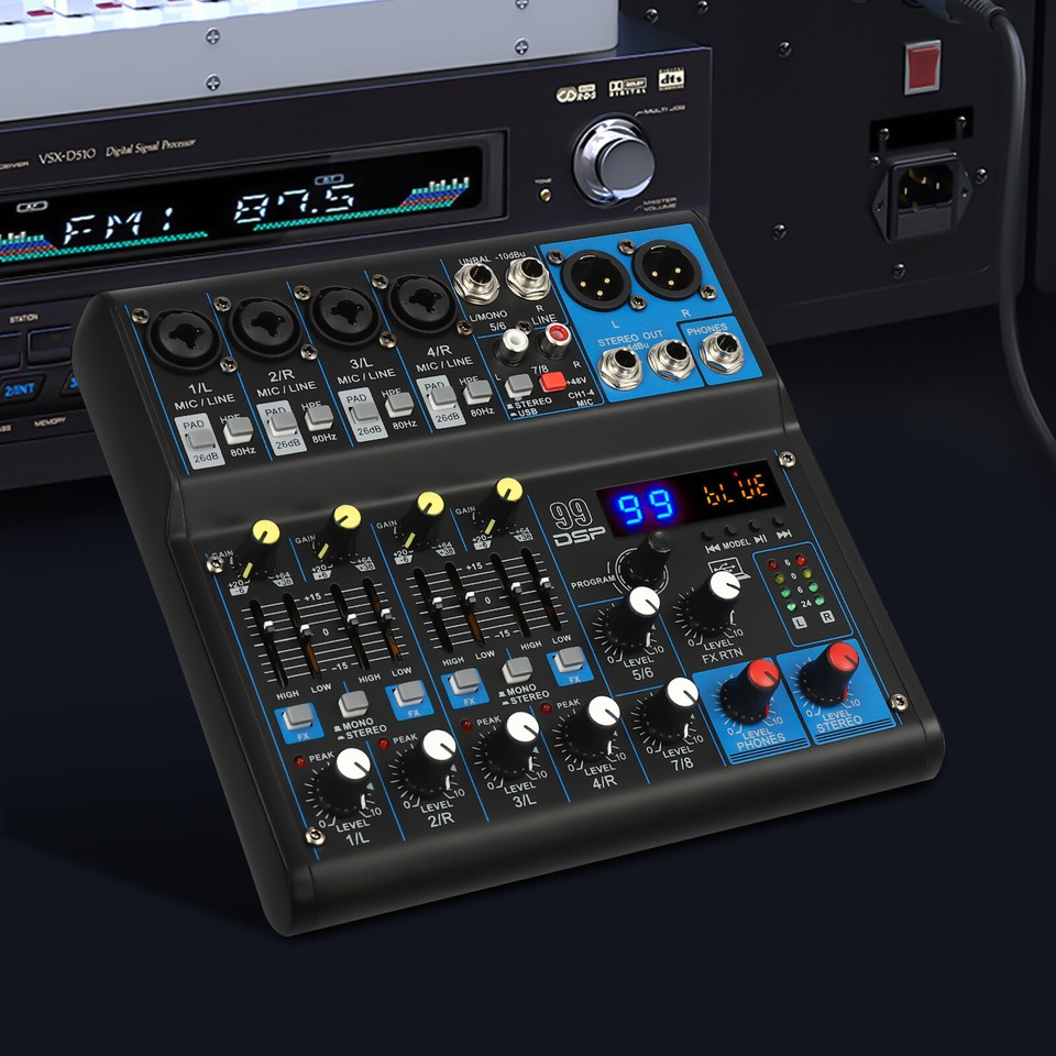 Professional 8-channel Sound Mixer Audio Mixer Bluetooth & USB ...