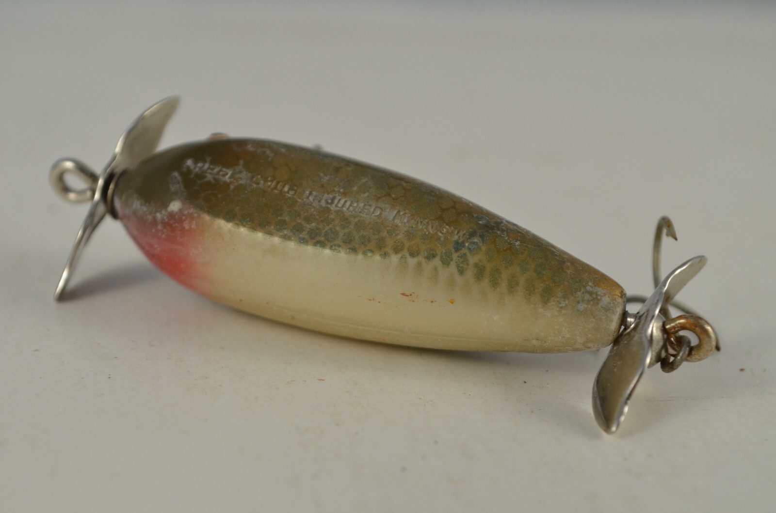 Vintage Creek Chub Injured Minnow Fishing Lure Spinner Propeller Green ...