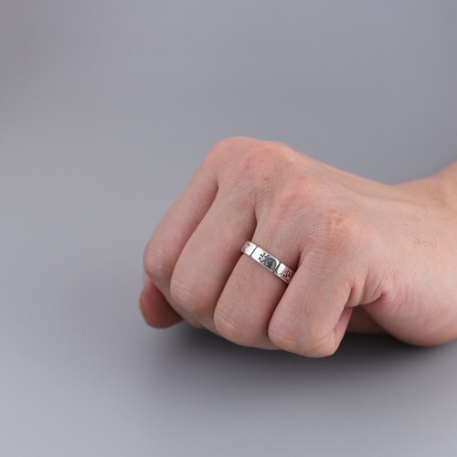 Pure S990 Fine Silver Band Women Gift Lucky Chinese Character Sutra Open Ring | eBay