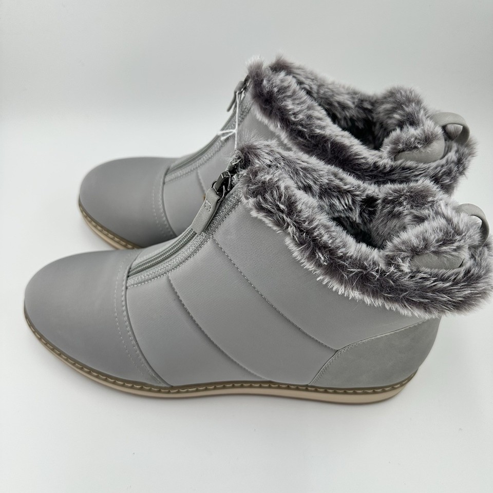 White Mountain Tamarin Boots Women’s Size 11 Gray Faux Fur Trim Ankle ...