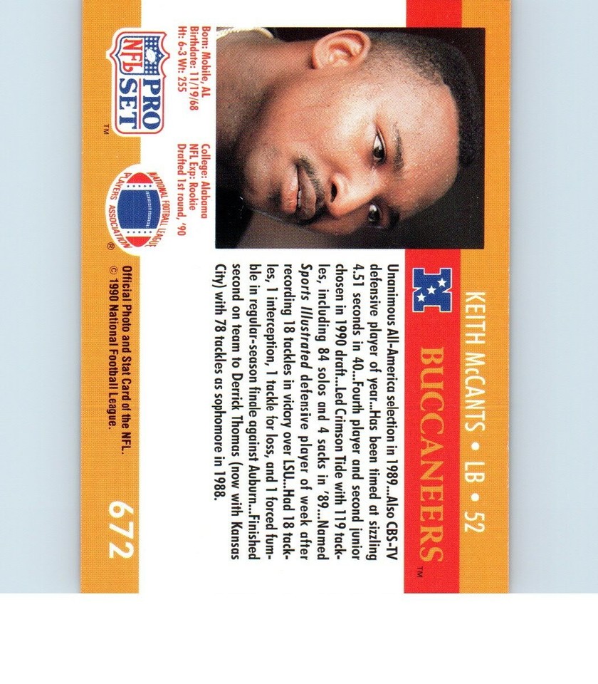Keith McCants 672 1990 Pro Set NFL Football Trading Card | eBay