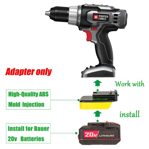 1 Adapter for Bauer 20v Li-lon Batteries To Porter Cable Older 18v ...