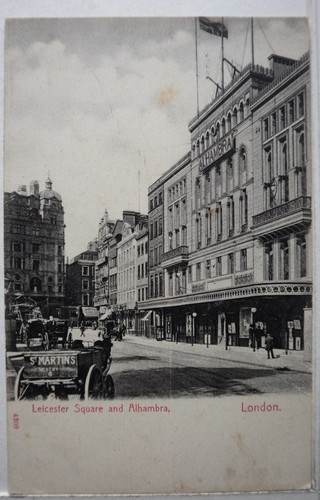 OLD POSTCARD 1905 LONDON LEICESTER SQUARE AND THE ALHAMBRA | eBay