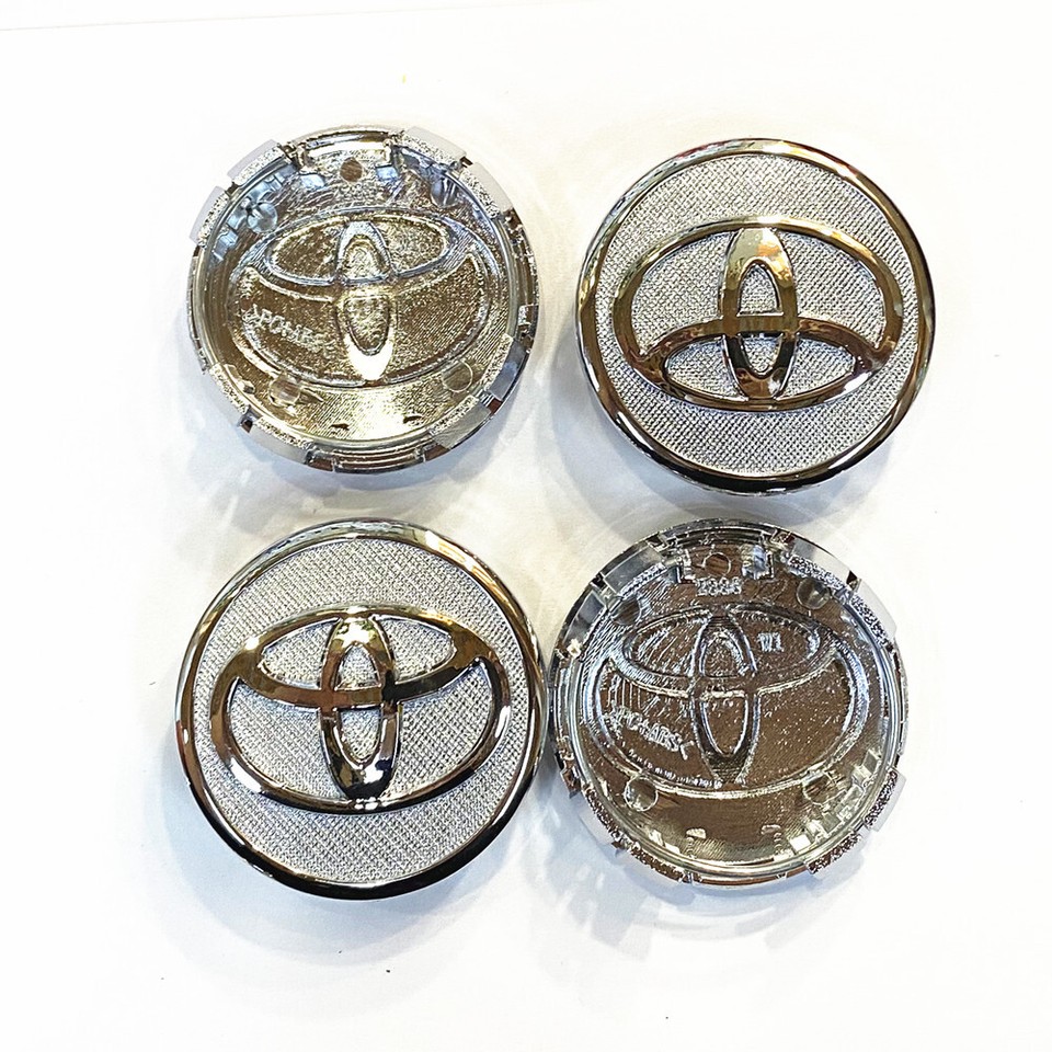 SET OF 4 TOYOTA WHEEL RIM CENTER HUB CAPS SILVER CHROME LOGO 57MM ...