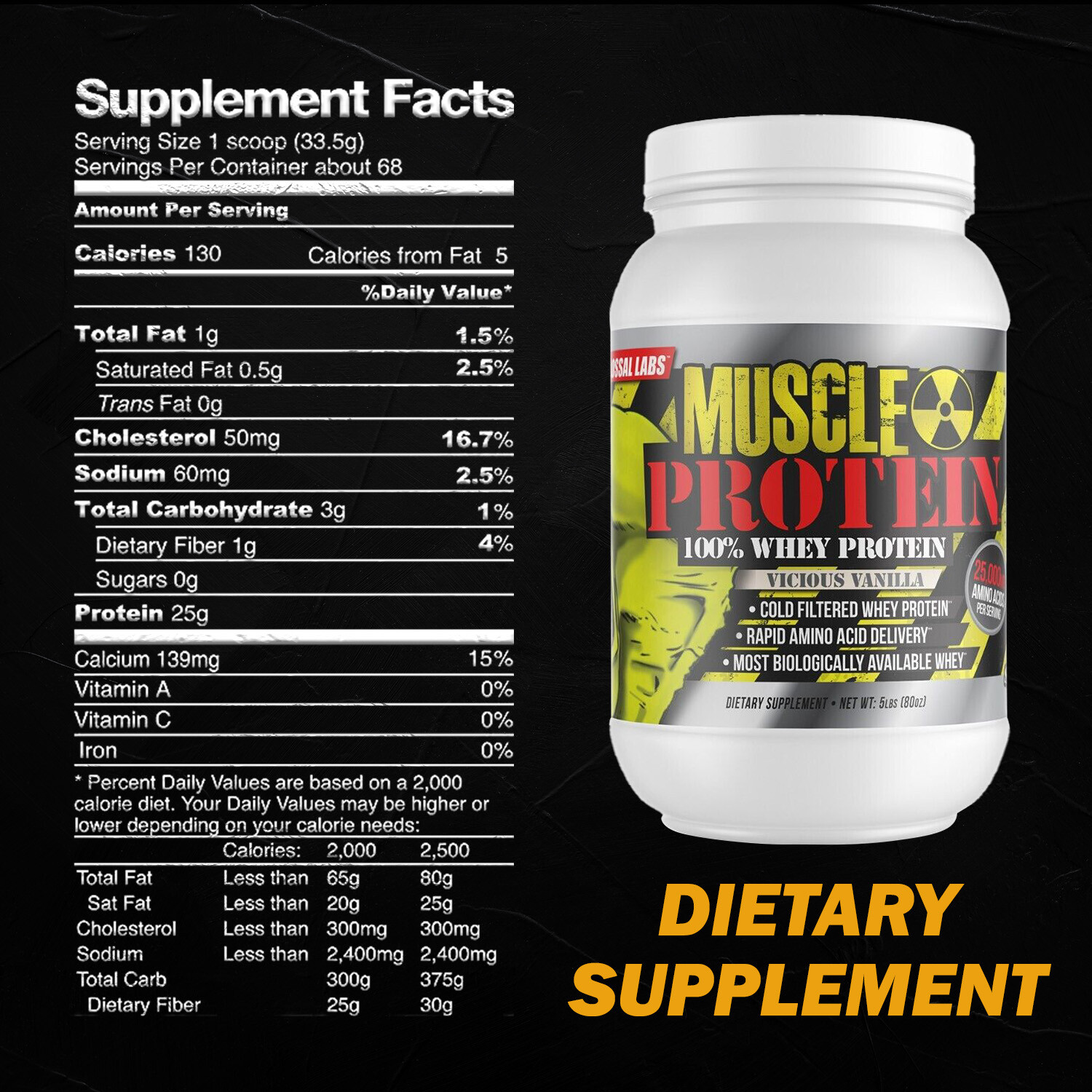 Monster Muscle Whey Protein Powder, 5lb