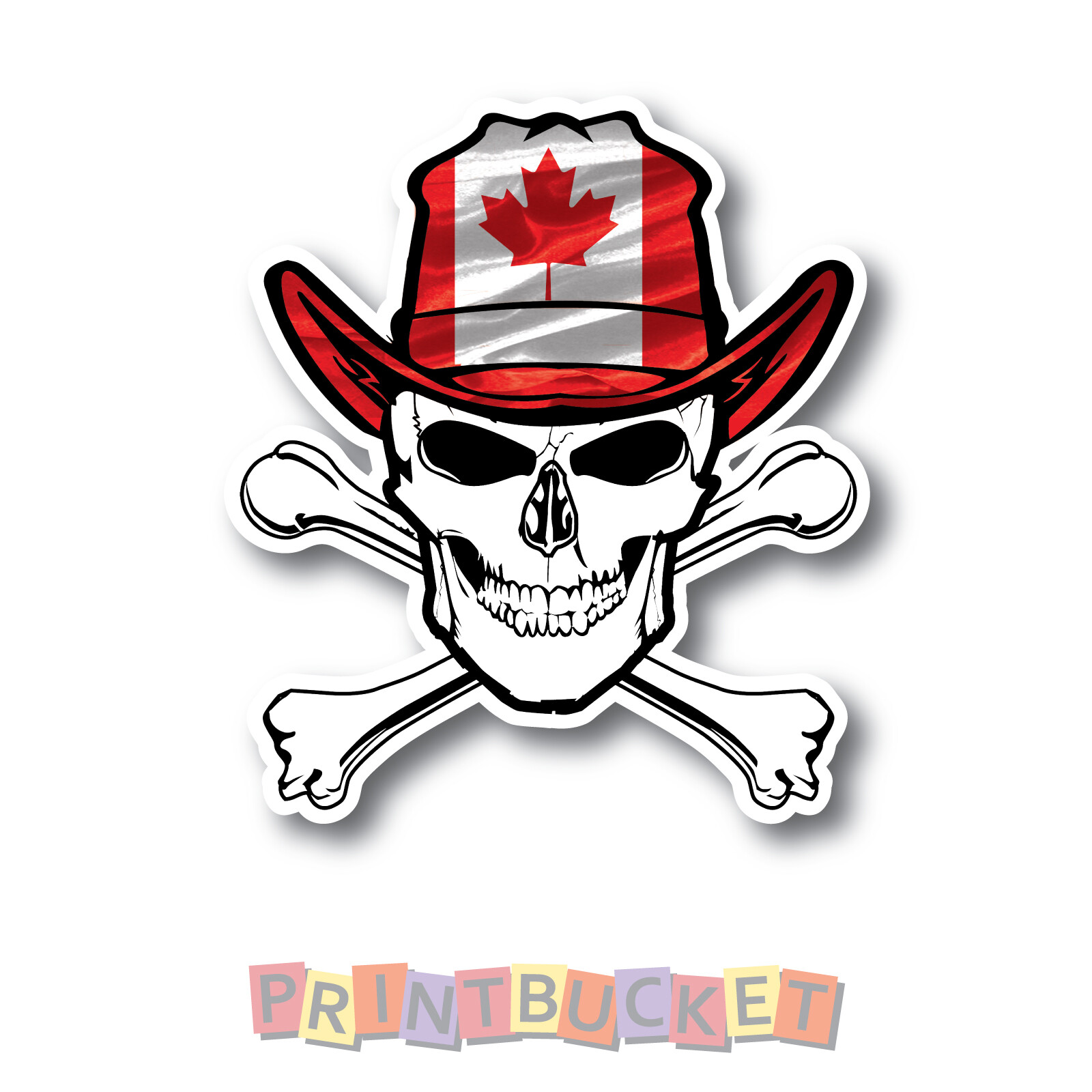 Canada flag & skull sticker large 200mm quality water & fade proof ...