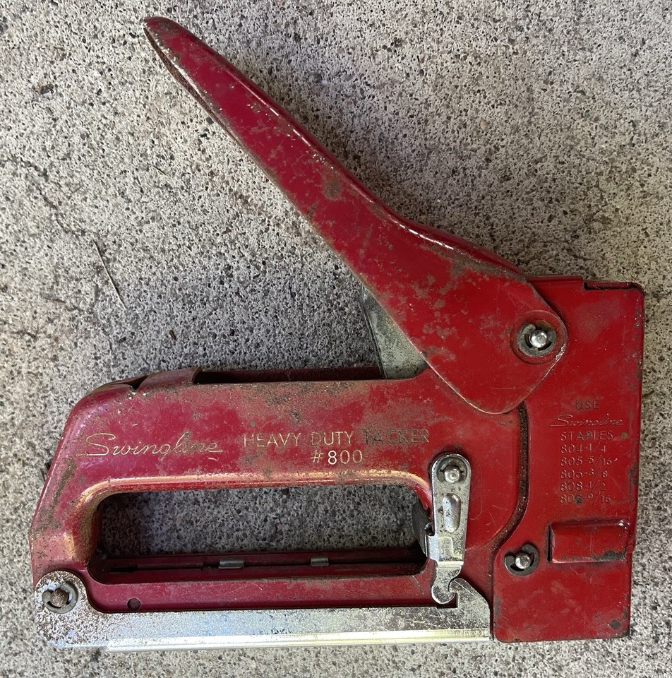 Vintage Swingline #800 Heavy Duty Tacker Staple Gun Red | eBay