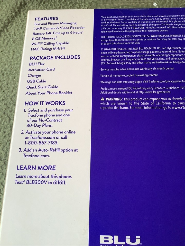 Blu Flex TFBLB300VCPWP Tracfone Prepaid - Carrier Locked | eBay