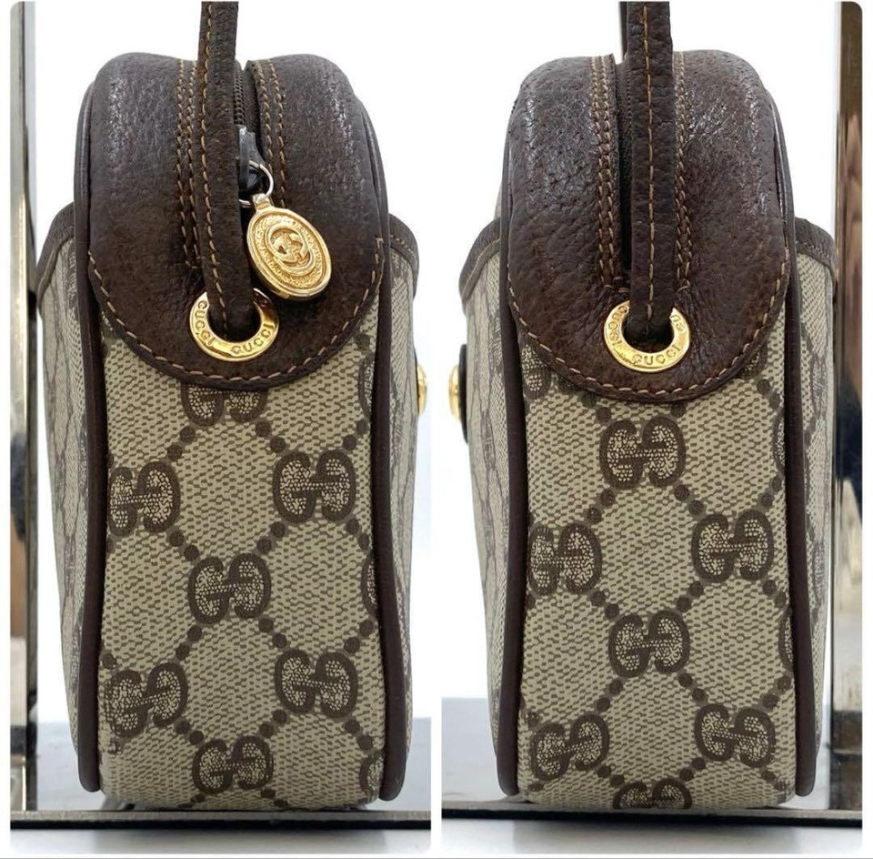 Gucci GG Canvas Leather Shoulder Bag Crossbody Hobo Style Used | eBay UK