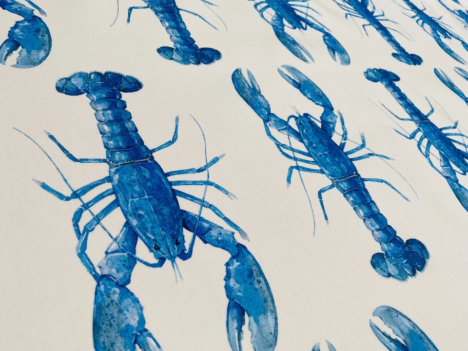Blue Lobster Print Fabric Curtains Dress Material Nautical Cotton ...