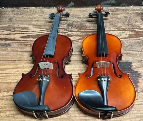 4 VERY NICE USED FLAMED FULL SIZE STUDENT VIOLINS WITH CASE AND BOWS | eBay