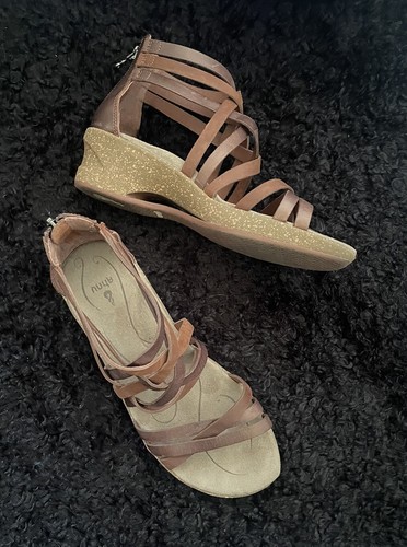 Ahnu Trolley Huarache Brown Wedge Sandal Shoes Women 7 US | eBay