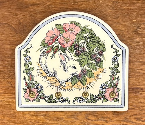 Vintage Santa Barbara Rabbit Design Ceramic Keyhook Plaque 6” X 6.75 ...
