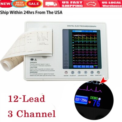 3-Channel 12 Lead ECG EKG Machine w/Interpretation Electrocardiograph ...