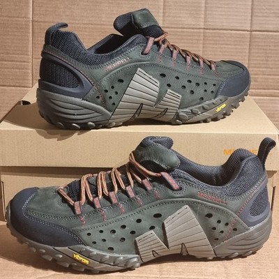 Merrell Men's Leather Intercept Natural Walking Shoes Blue Wing J559593 ...