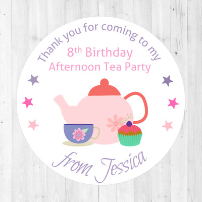 Afternoon Tea Party PERSONALISED Stickers -Thank You Labels for Sweet ...