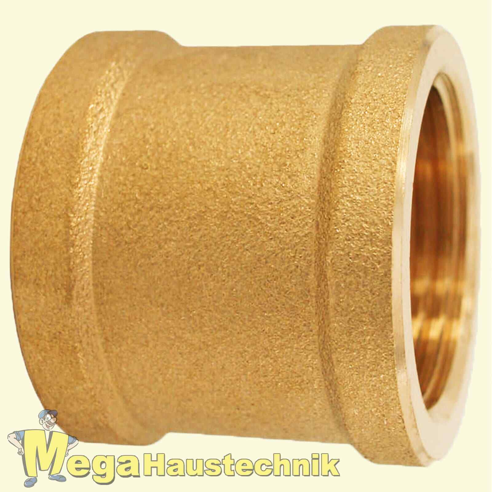 Muffe aus Messing 2x Innengewinde IG x IG Gewindefitting Gewindemuffe ...